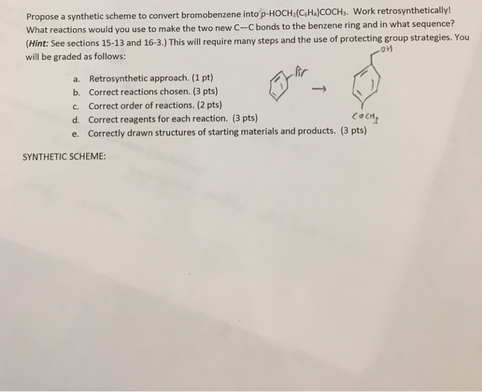 Solved Propose a synthetic scheme to convert bromobenzene | Chegg.com