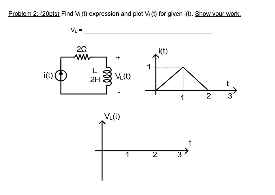 Solved Find VL_(t) expression and plot V_L(t) for given | Chegg.com