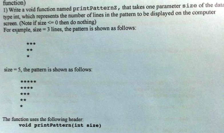 Solved function) 1) Write a void function named type int, | Chegg.com Solved function) 1) Write a void function named type int, | Chegg.com