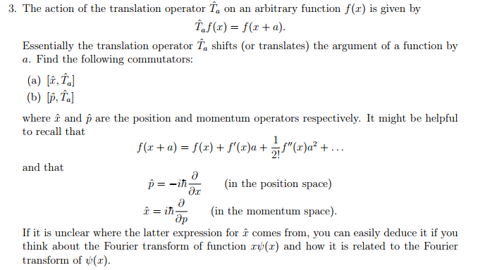 Solved 3. The action of the translation operator Ta on an | Chegg.com