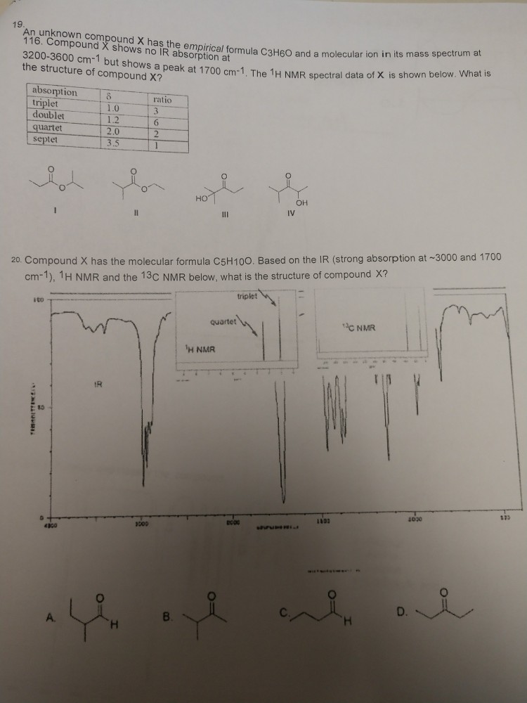 Solved 19. An unknown compound X has the empirical formula | Chegg.com