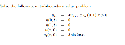 Solved Solve the following initial-boundary value problem: | Chegg.com