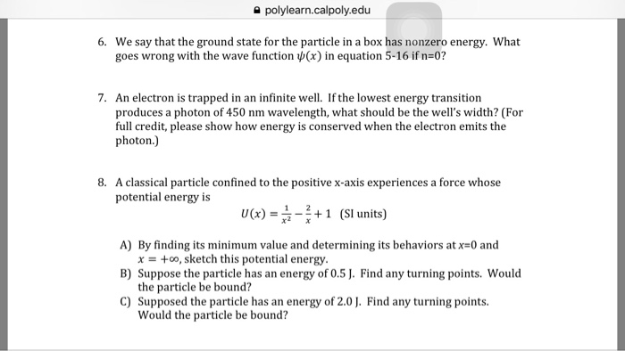 Solved a polylearn.calpoly.edu We say that the ground state | Chegg.com