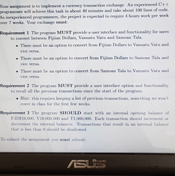 Solved ced C++ Your assignment is to implement a currency | Chegg.com