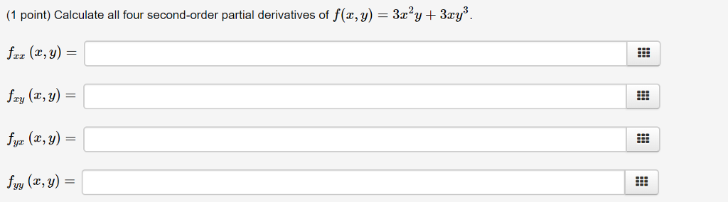 Solved (1 point) Calculate all four second-order partial | Chegg.com