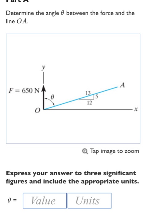 Solved Determine the angle theta between the force and the | Chegg.com