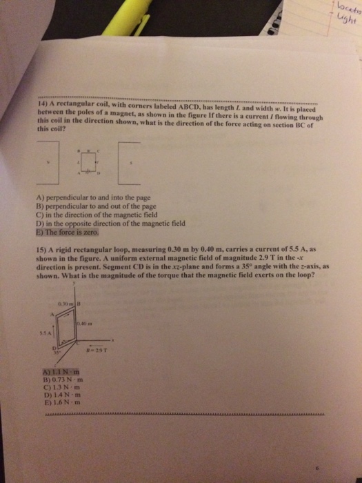 Solved A rectangular coil, with corners labeled ABCD, has | Chegg.com