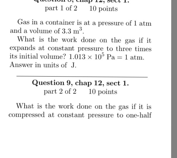 Solved What is the work done on the gas if it is compressed | Chegg.com