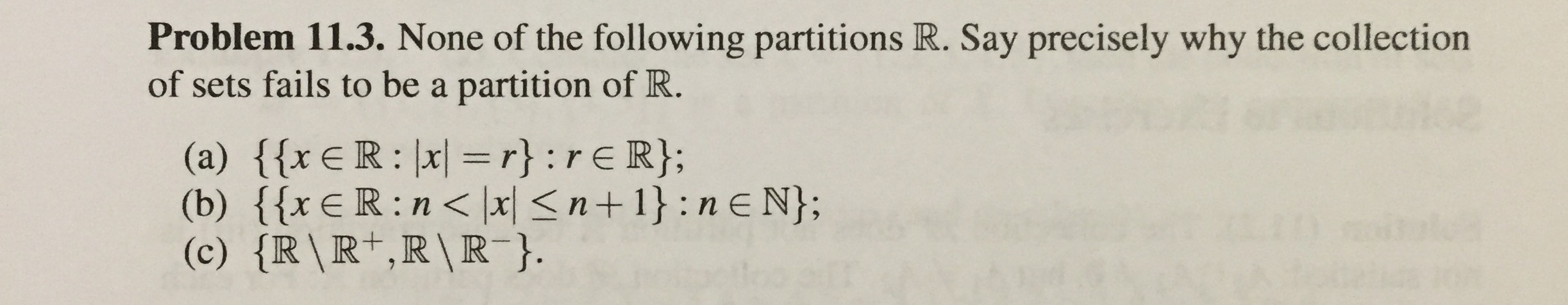 Solved Problem 11.3. None of the following partitions R. Say | Chegg.com