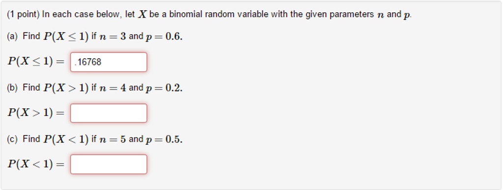 Solved In each case below, let X be a binomial random | Chegg.com