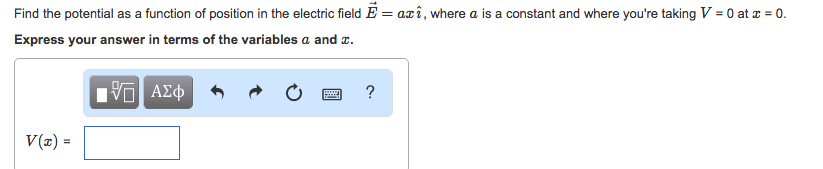 Solved Find the potential as a function of position in the | Chegg.com