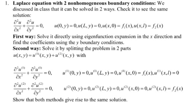 Solved Laplace equation with 2 nonhomogeneous boundary | Chegg.com