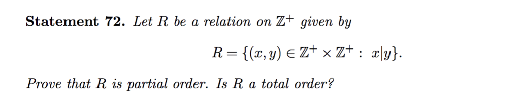 Solved Statement 72. Let R be a relation on Z+ given by | Chegg.com