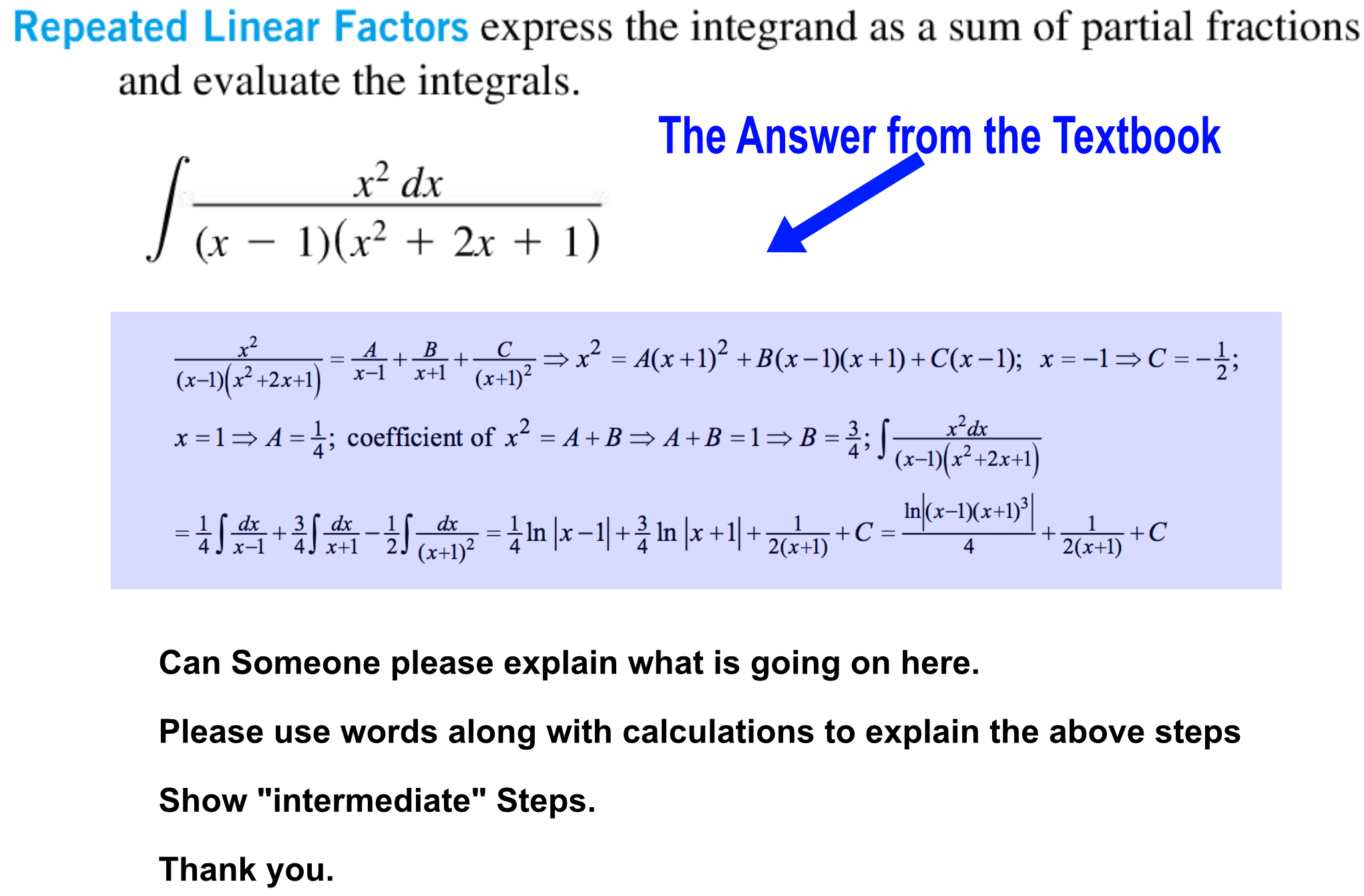 Solved Repeated Linear Factors Express The Integrand As A Chegg