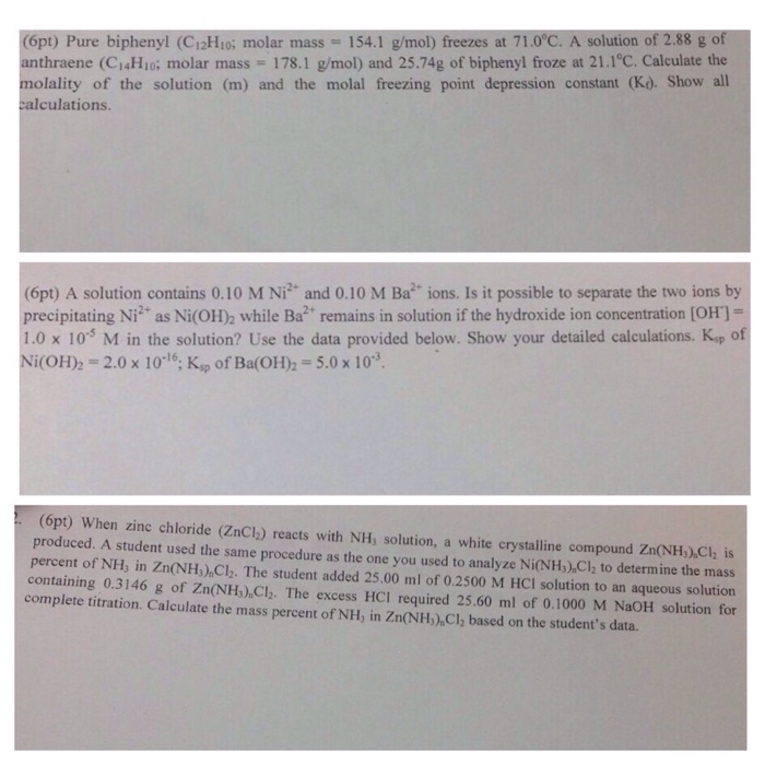Solved Pure biphenyl (C12H10; molar mass = 154.1 g/mol) | Chegg.com