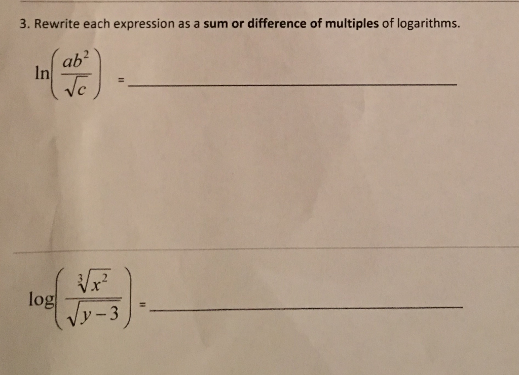 Solved Rewrite each expression as a sum or difference of | Chegg.com