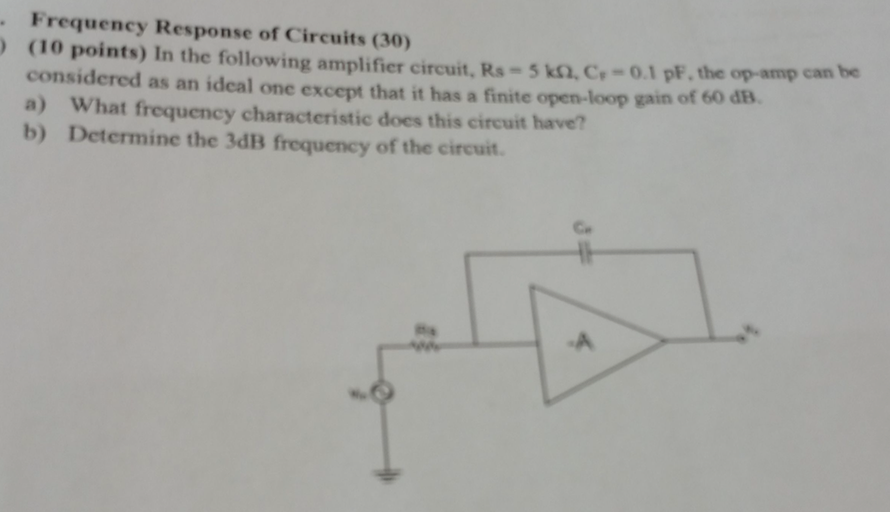 Solved Frequency Response of Circuits (30) (10 points) In | Chegg.com