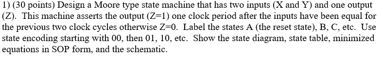 Solved Design a Moore type state machine that has two inputs | Chegg.com