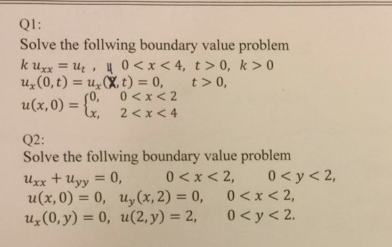 Solved Solve the following boundary value problem k u_xx = | Chegg.com
