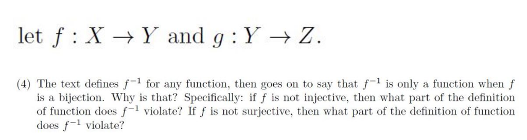 Solved Let f: X rightarrow Y and g:Y rightarrow Z. The text | Chegg.com