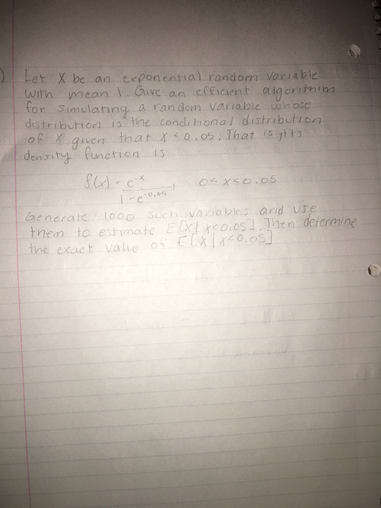 Solved Let Be An Exponential Random Variable With Mean 1 3261