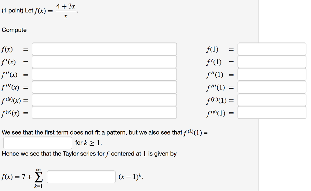 Solved Let f(x) = 4 + 3x/x. Compute We see that the first | Chegg.com