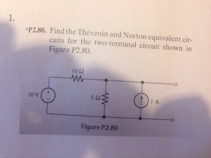 Solved 1 *P2.80. Find the Thevenin and Norton equivalent | Chegg.com