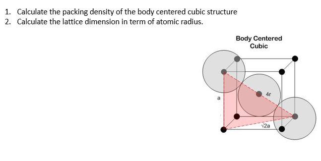 Solved 1. 2. Calculate the packing density of the body | Chegg.com