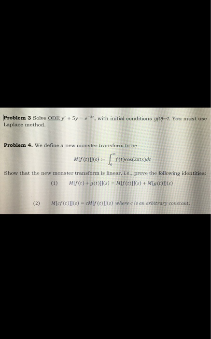Solved Solve ODE y'+5y = e-3t, with initial conditions | Chegg.com