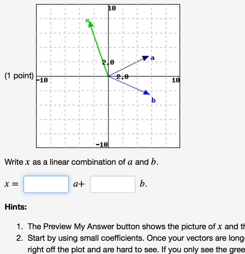 Solved ---- ele -- (1 point) -18 Write x as a linear | Chegg.com