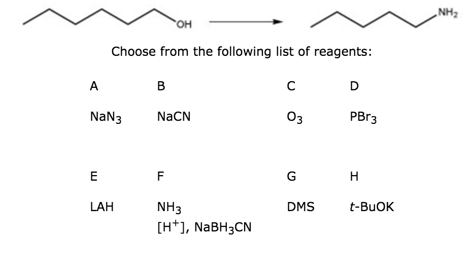 Solved Choose from the following list of reagents: | Chegg.com