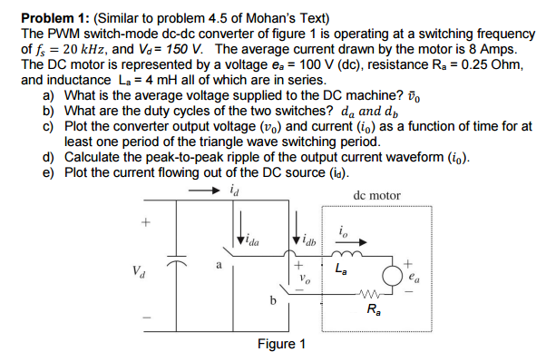 Solved The PWM switch-mode dc-dc converter of figure 1 is | Chegg.com