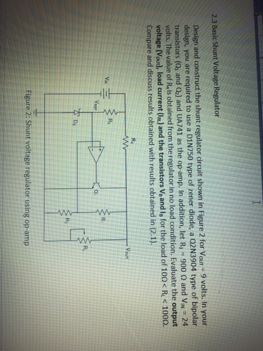 Solved Design and construct the shunt regulator circuit | Chegg.com