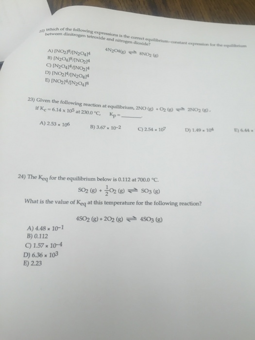 Solved Given the following reaction at equilibrium. The | Chegg.com