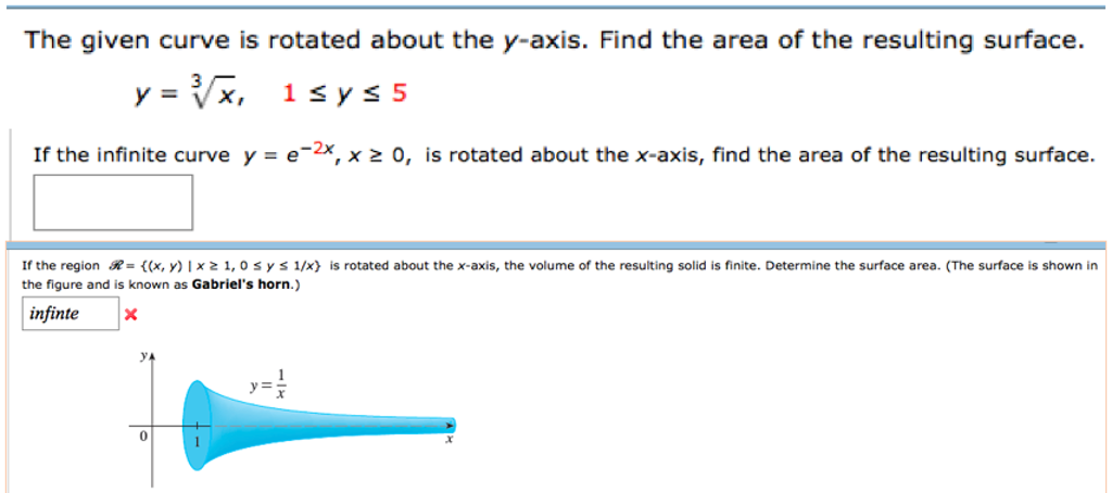 Solved The given curve is rotated about the y-axis. Find the | Chegg.com