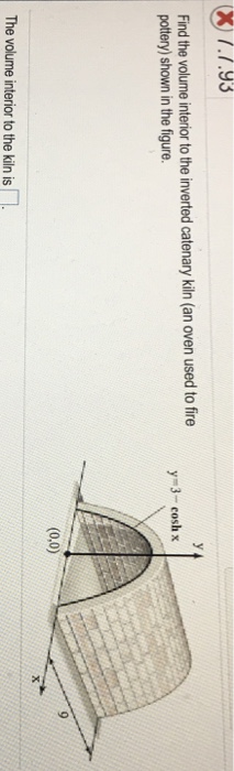 Solved Find the volume interior to the inverted catenary | Chegg.com