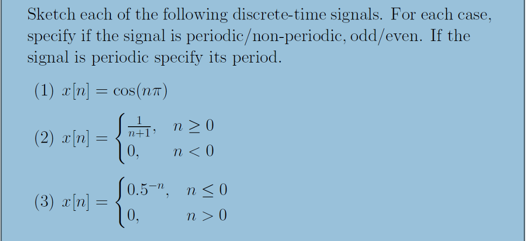Solved Sketch each of the following discrete-time signals. | Chegg.com