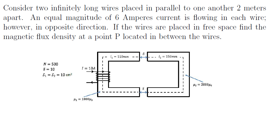 Solved Consider two in nitely long wires placed in parallel | Chegg.com
