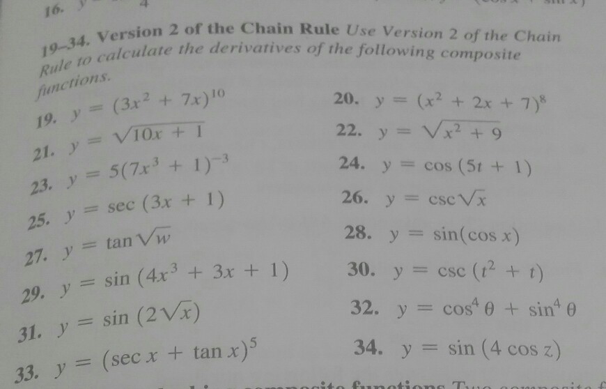 Solved 16- on 2 of the Chain Rule Use Version 2 of the Chain | Chegg.com