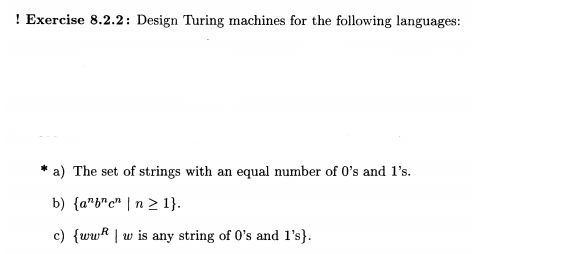 Solved Exercise 822 Design Turing Machines For The 