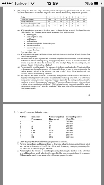 The data for a single-machine problem of sequencing | Chegg.com