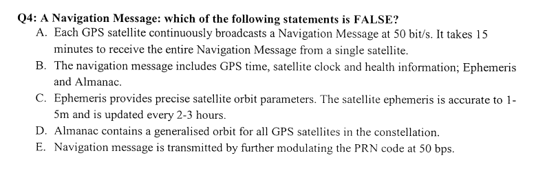 Solved Q4: A Navigation Message: which of the following | Chegg.com