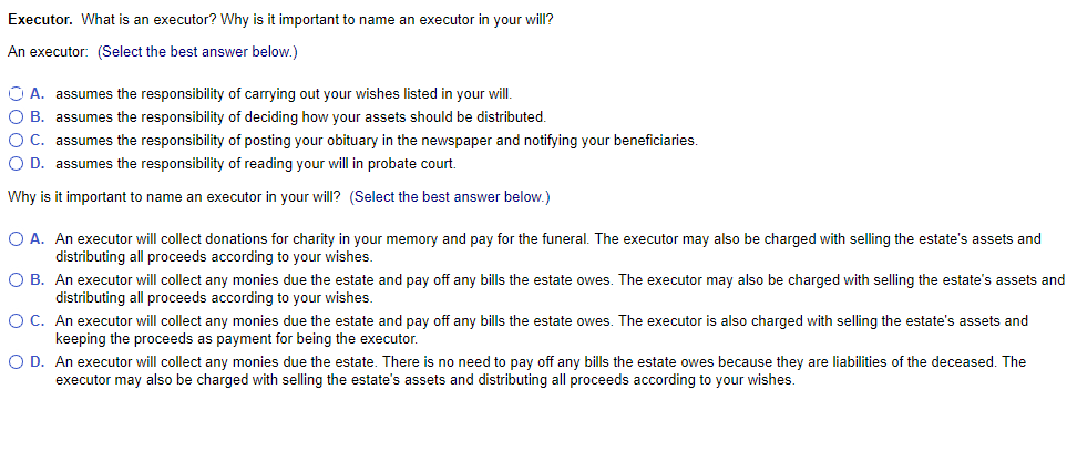 Solved Executor. What is an executor? Why is it important to | Chegg.com