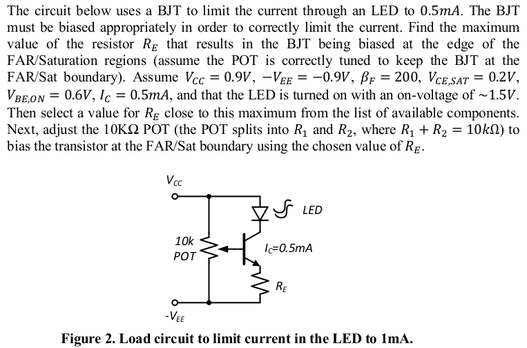 Solved The circuit below uses a BJT to limit the current | Chegg.com