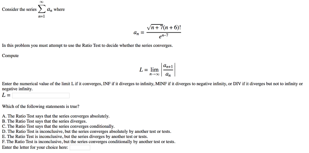 Solved Consider the series an where n-1 (-3n -40 (5n 7)n In | Chegg.com