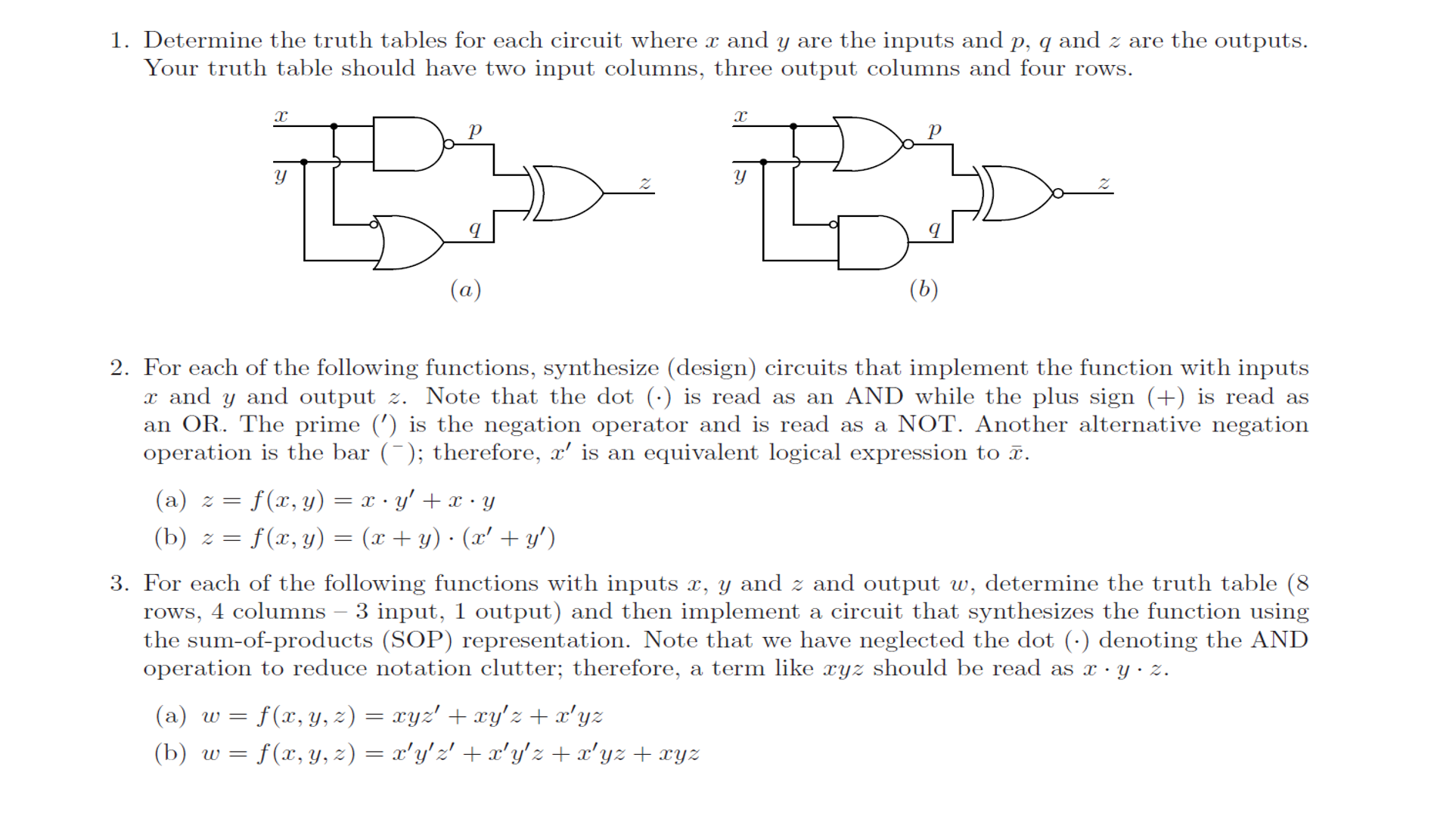 Solved Determine the truth tables for each circuit where x | Chegg.com
