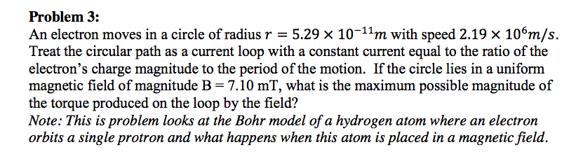 Solved An electron moves in a circle of radius r = 5.29 | Chegg.com