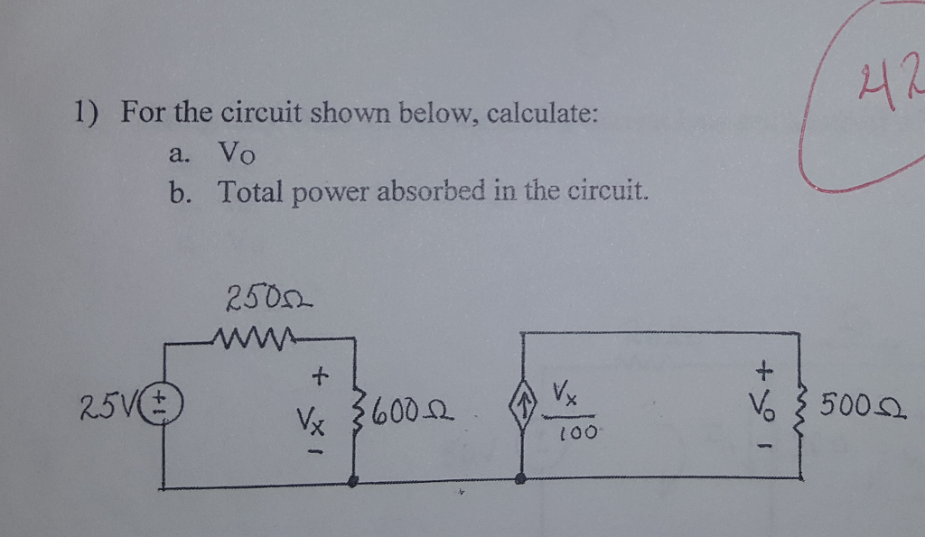 Solved For the circuit shown below, calculate: Vo Total | Chegg.com