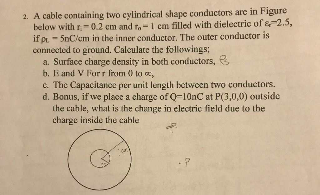 Solved 2. A cable containing two cylindrical shape | Chegg.com