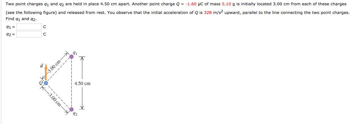 Solved Two point charges q_1 and q_2 are held in place 4.50 | Chegg.com